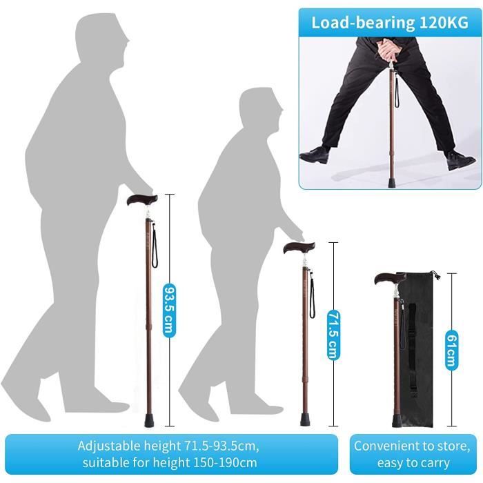 Canne de marche réglable en 10 étapes pour homme et femme capacité de ...