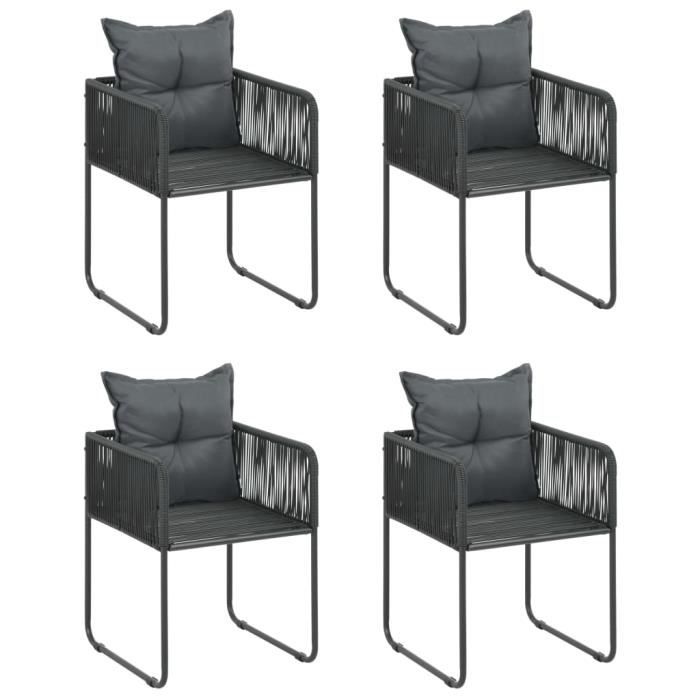 LEX Salon de jardin 5 pcs PVC Résine tressée Noir - Qqmora - ERT0318 ...