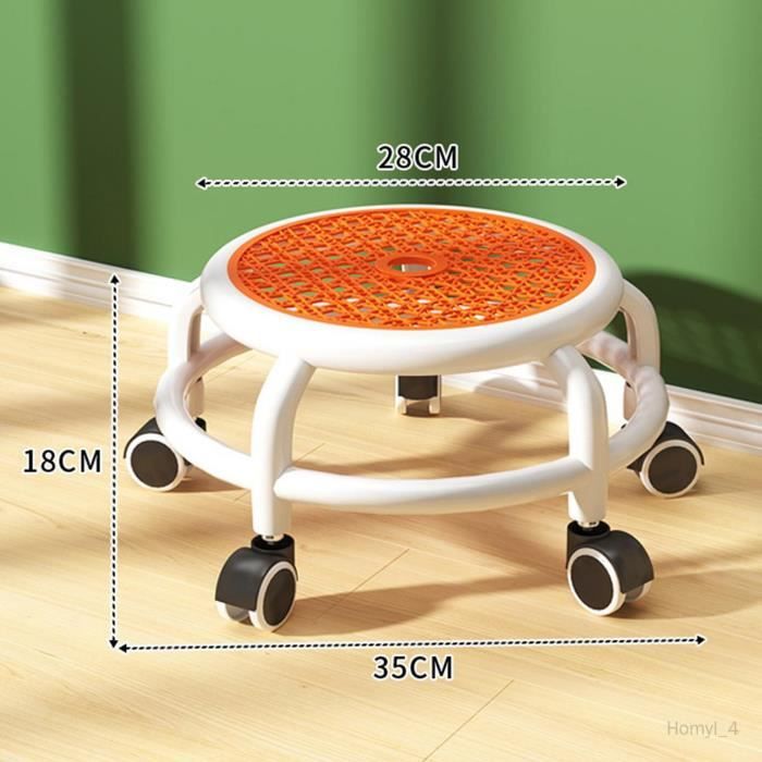 Tabouret à roulettes - COLAXI - Siège bas - Cuir PU - Orange - 360 ...