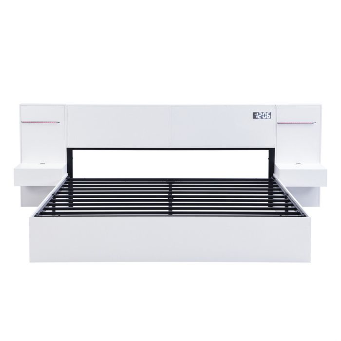 DRIPEX Lit double en bois 180*200cm avec prises USB,horloge ...