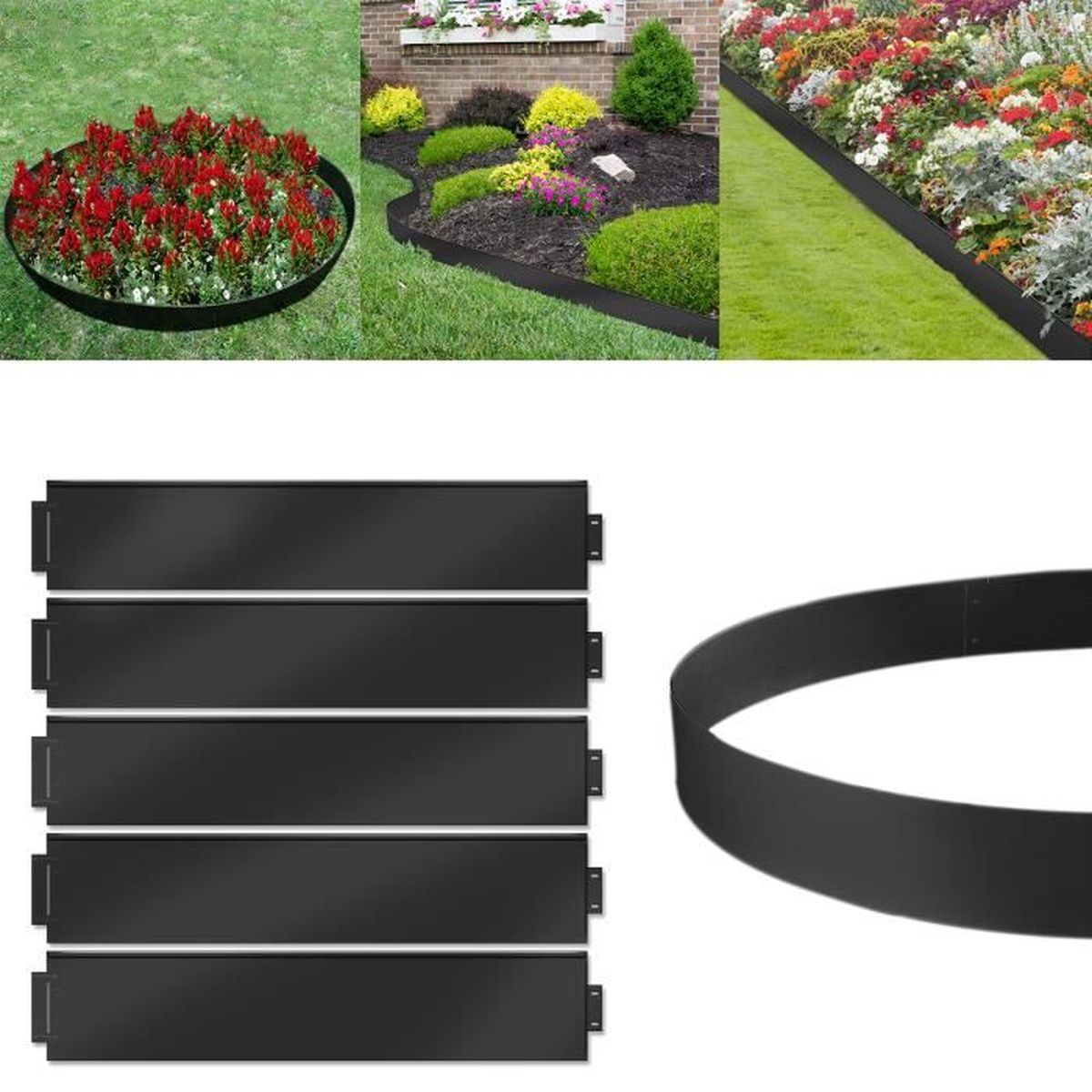 XMTECH 15m Bordure de Jardin en métal galvanisé flexible, Bordure de ...