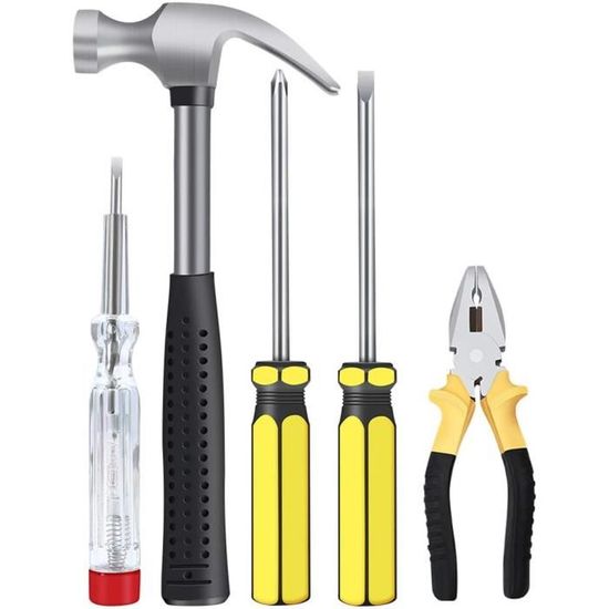 Ensemble d'outils à main de ménage de 5 pièces avec marteau à griffes ...