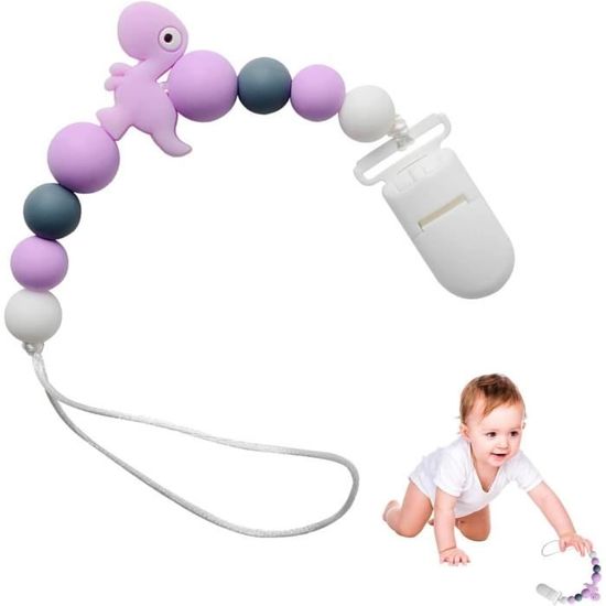 Attaches Pour Sucettes - Sangle De Sucette En Silicone Dino Avec Clip ...
