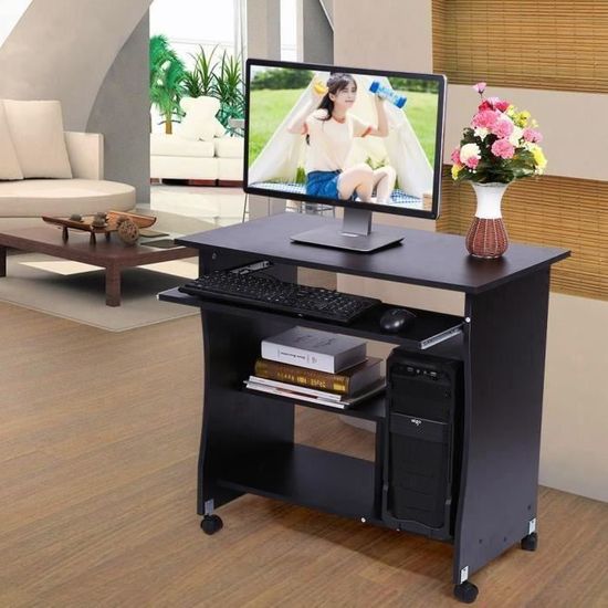 Bureau Informatique Roulant Table Informatique avec Roulettes Table d ...