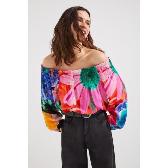 Blouse à fleurs M. Christian Lacroix - Rose - Manches longues - Femme ...