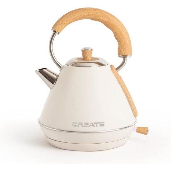 CREATE-KETTLE RETRO M-Bouilloire électrique 1L Blanc cassé-Système de ...