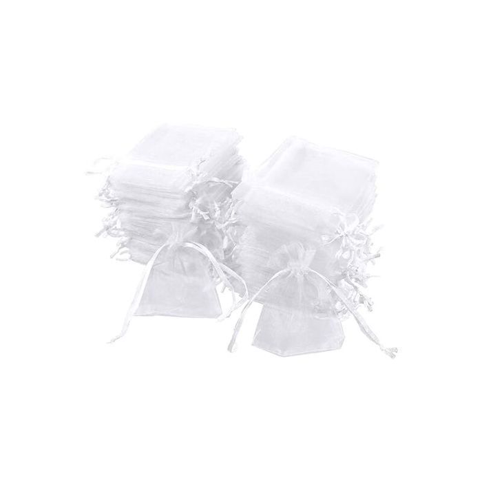 Lot de 100 Sachets en Organza Blanc 7 x 9 cm Pochette Cadeau Sachets ...