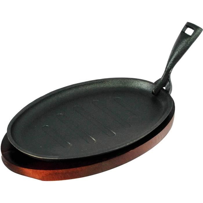 28 x 28 x 18 cm pre-Seasoned en Fonte Sizzler Plateau Plat à Servir-à ...