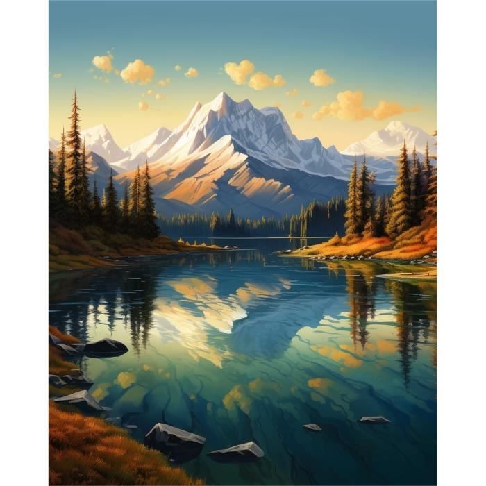 5D Diamond Painting Kits Lac Montagne, Diy Peinture Avec Diamant Art ...