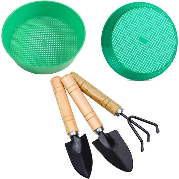 Gzjiyu 2 Pcs Tamis Jardinage, Plastique Tamis À Sable Avec 3 Pcs Outils ...