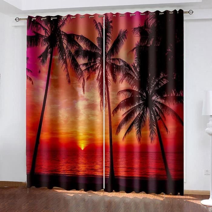 Rideau Occultant Motif Cocotier - Polyester - 60x120cm - Isolant ...