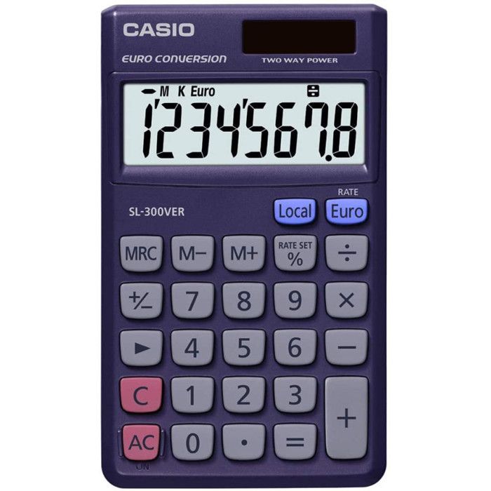 Calculatrice de Poche - Casio - SL300 - Grand Écran 8 Chiffres ...