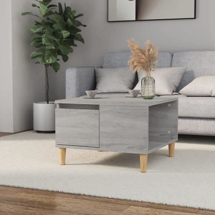 ETO- Table basse sonoma gris 55x55x36,5 cm bois d'ingénierie ...