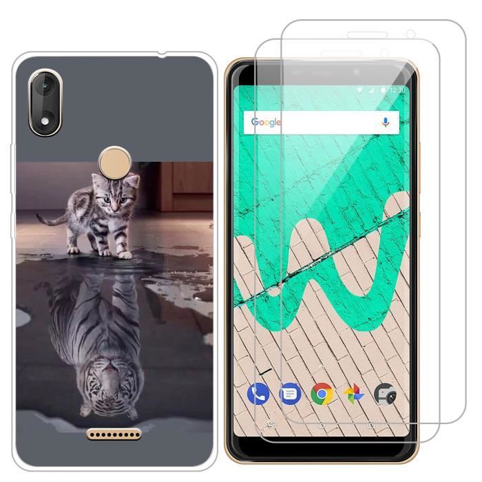 Coque Wiko View MAX (5,99") Tigre blanc Souple Transparent Silicone TPU ...