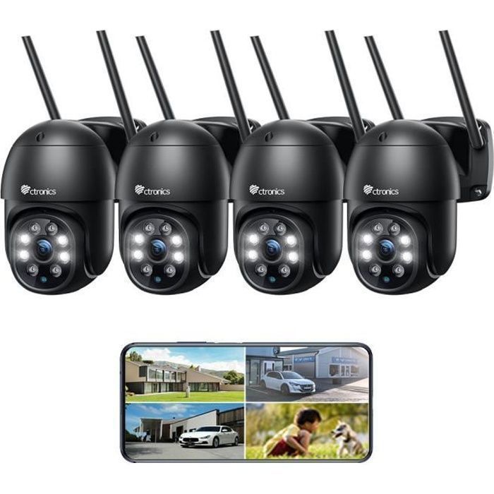 Ctronics 4MP Kit Caméra de Surveillance exterieur Sans fil Lot de 4 ...