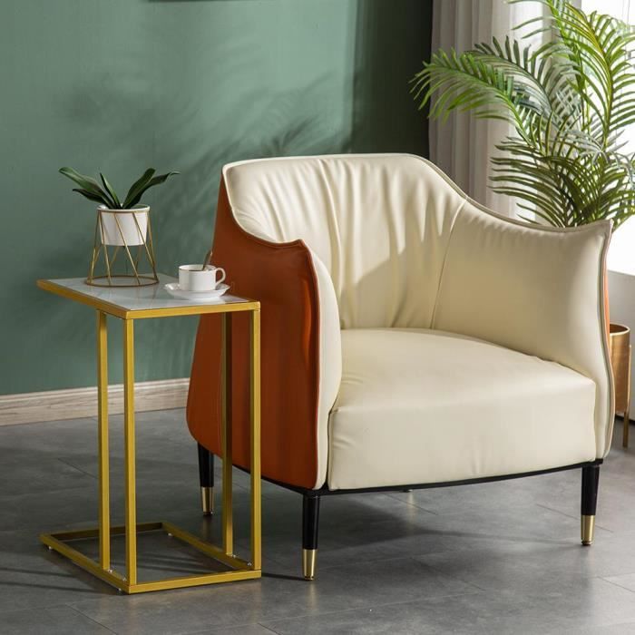 TAM Table d’Appoint en C simple en marbre-Marbre Bout de Canapé de ...