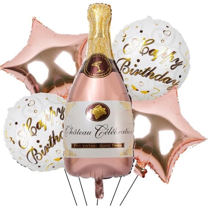 Feuille Ballon Champagne Or Rose, 5 Pièces Ballon Géant Bouteille De ...