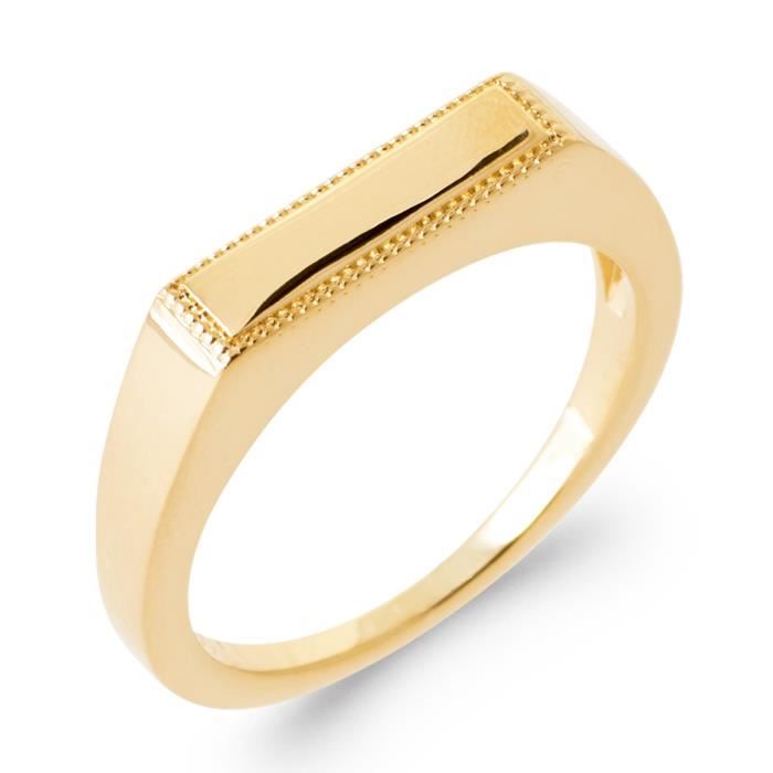 Chevalière Plaqué Or 'Charles' doré - 14x4 mm [R7495] Jaune - Achat ...