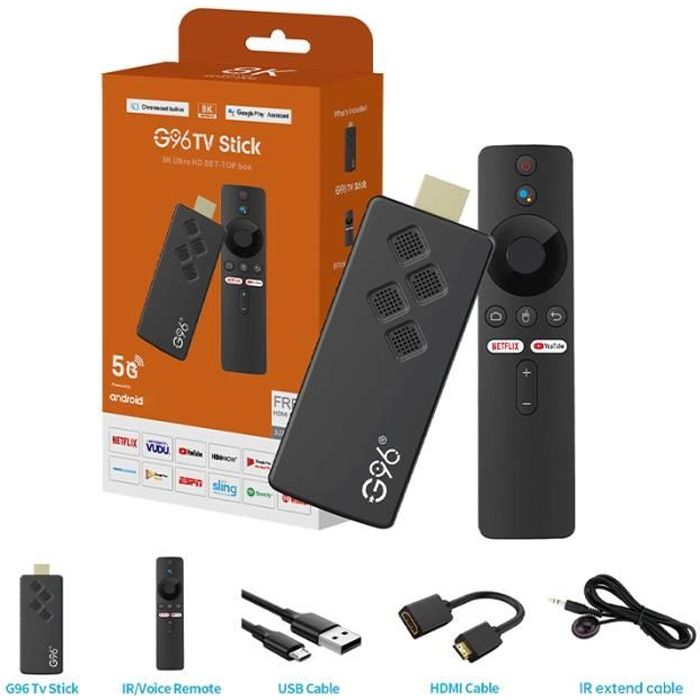 G96 H313 TV Stick TV box 2G + 16G HD boîtier de télévision multimédia 2.4G WIFI double bande ...