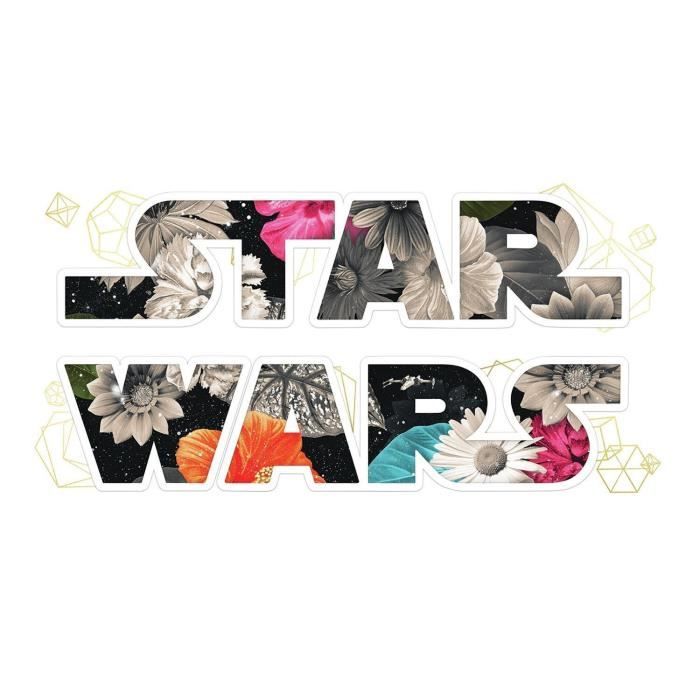 Sticker Repositionnable Star Wars Logo Star Wars avec fond fleurs 21 ...