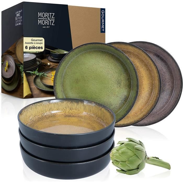 Moritz Moritz Vida Lot de 6 assiettes creuses pour 6 personnes Jaune ...