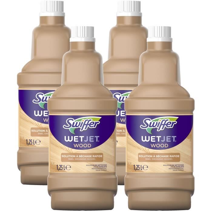 SWIFFER WetJet Wood Solution Nettoyante Spéciale Bois Fini pour Balai Spray - 1,25 L - Lot de 4 ...