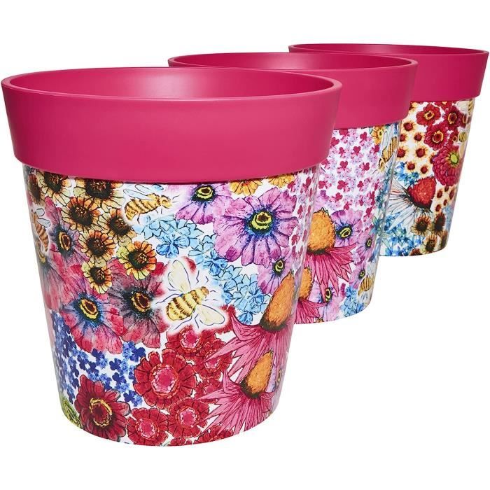 , 22 Cm, Lot De 3, Divers Motifs, Coloris Et Tailles, Pots De Fleurs En ...