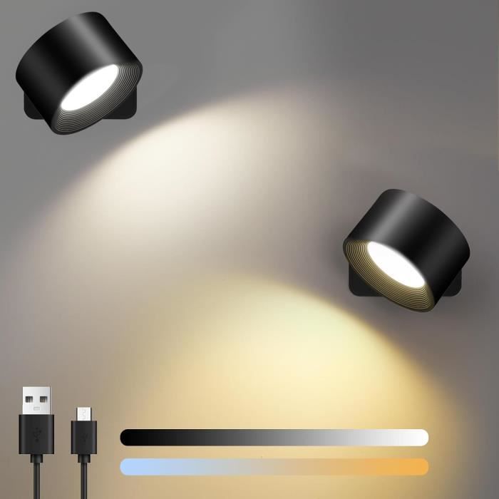 Applique Murale Interieur 2Pcs, Lampe Murale Sans Fil, Rechargeable ... Applique Murale Interieur 2Pcs, Lampe Murale Sans Fil, Rechargeable ...