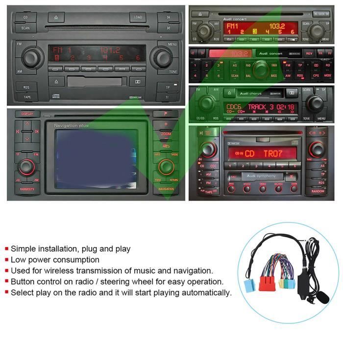 Ashata connecteur d'autoradio Adaptateur audio Bluetooth avec haut ...
