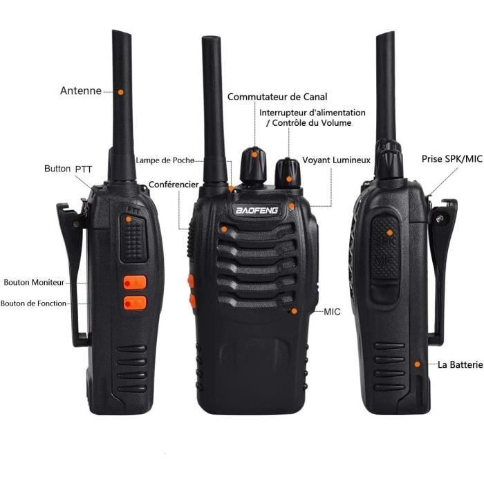 Talkie Walkie Longue Portée Rechargeable Professionnelle 16 Canaux Pmr ...