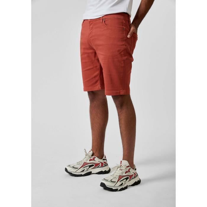 Bermuda homme rouge KAPORAL VIXTO - Coupe straight - Extend denim Rouge ...
