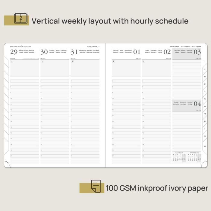 Premium Agenda 2022 2023 Semainier 16 Mois 26,5 x 21,5 cm - Agenda ...