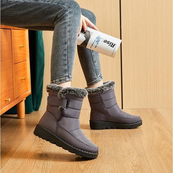 Bottes Femme Hiver Chaussures Coton Léger Bottines Fourrée Chaude ...