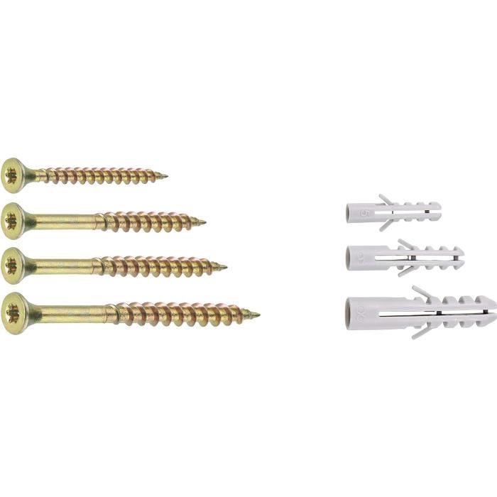 B30129 Assortiment de 510 Vis universelles 4 sortes TX avec chevilles ...