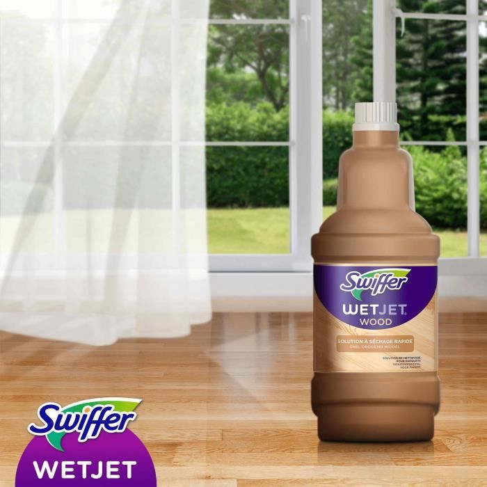 SWIFFER WetJet Wood Solution Nettoyante Spéciale Bois Fini pour Balai Spray - 1,25 L - Lot de 4 ...