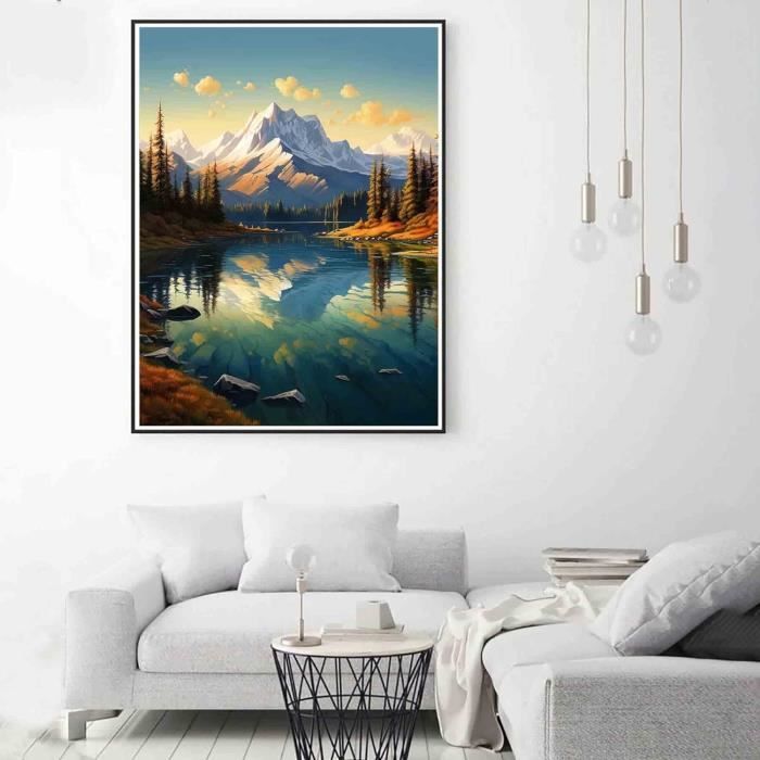 5D Diamond Painting Kits Lac Montagne, Diy Peinture Avec Diamant Art ...