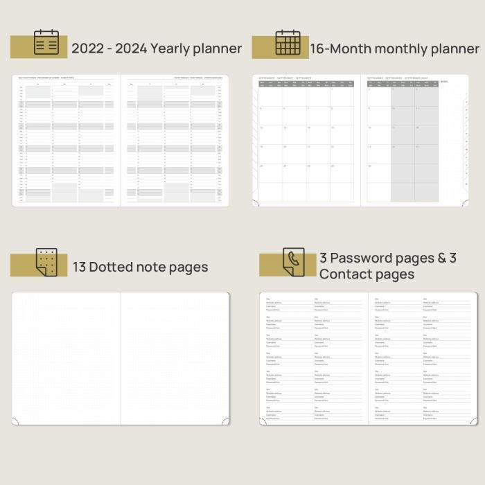 Premium Agenda 2022 2023 Semainier 16 Mois 26,5 x 21,5 cm - Agenda ...