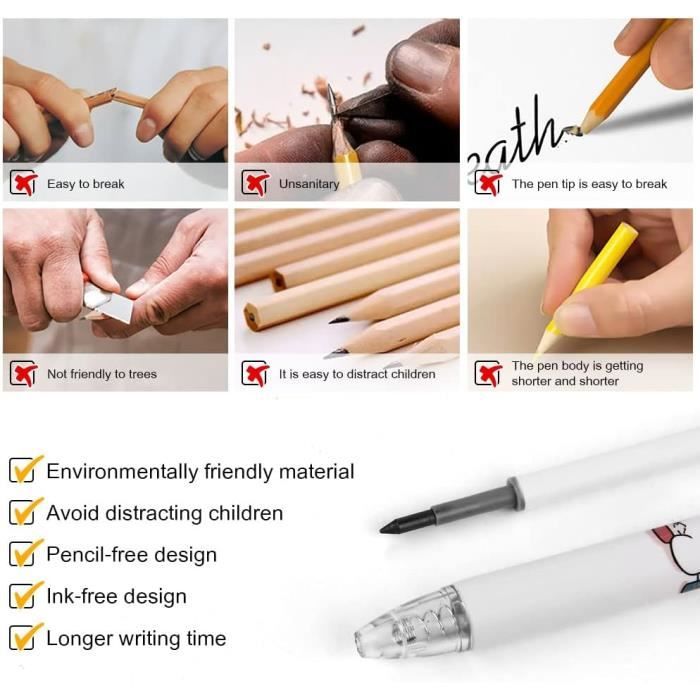 Crayon Sans Encre Éternel, 6Pcs Crayon Éternel Portable, Tête Crayon ...