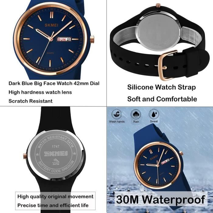 Montres Pour Jeunes Femmes Femmes Sport Bande Silicone Grand Visage ...