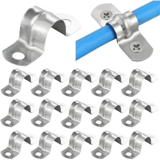 Lot De 30 Colliers De Serrage De 20 Mm En Acier Inoxydable 304 À Deux Trous Pour Tuyau En U ...