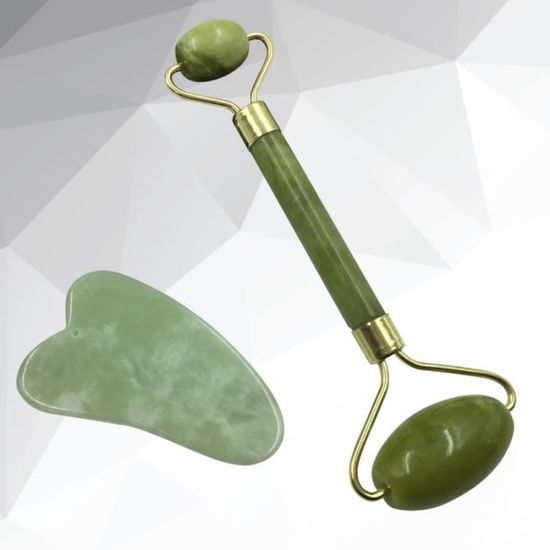 1 Set 2 Outil Natural Guasha Jade Roller Jade Tools for Skin Care Body ...
