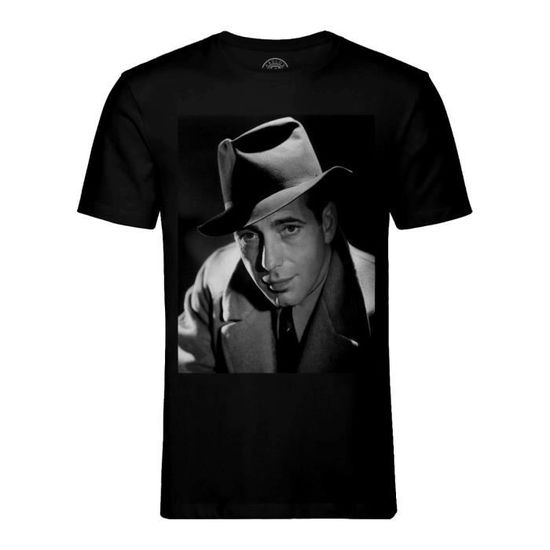T-shirt Homme Col Rond Noir Humphrey Bogart Acteur Photo de Star ...