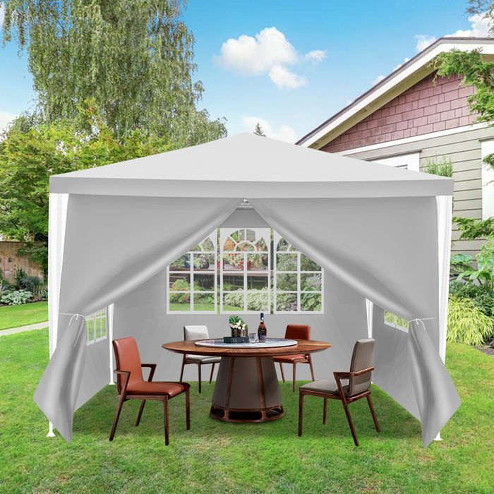 Clanmacy Tente de réception Tonnelle de jardin 3x3m Blanc Tente pliable ...