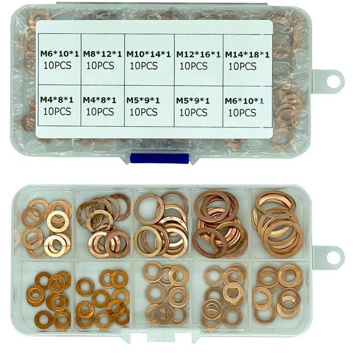 Kit d'assortiment de joints d'étanchéité en cuivre, 100 pièces, écrous ...