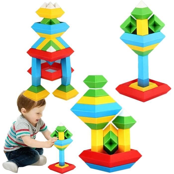 30 Pièces Jeu D'empilage Bébé - Pyramide Blocs Jouets, Jouet Montessori ...