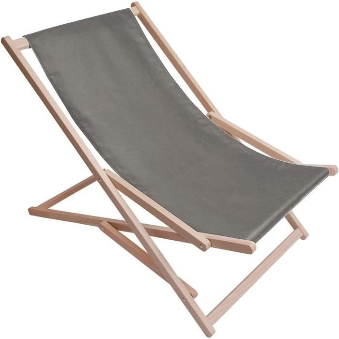 Chaise Longue De Jardin Pliable En Bois De Hêtre (Gris Foncé)[u335] - Cdiscount Jardin