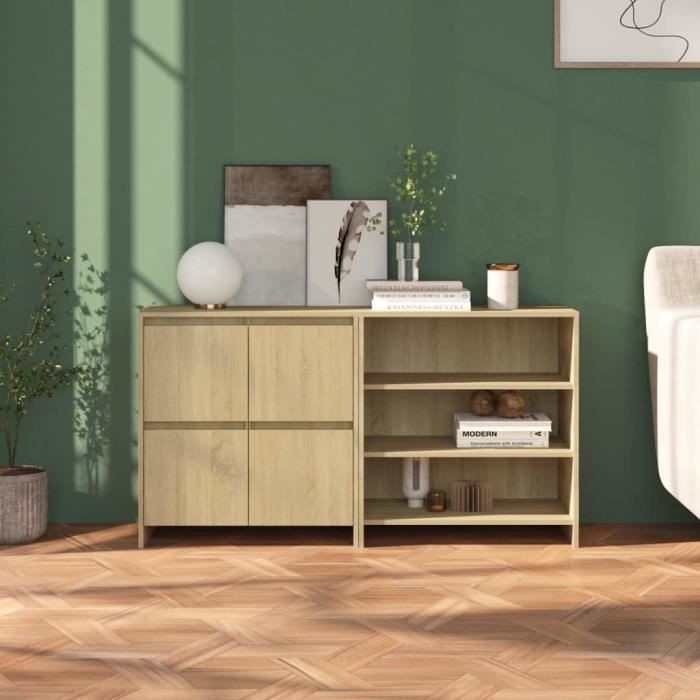 Buffets de rangement - Meuble Déco - Lot de 2 - Chêne sonoma - Bois d ...