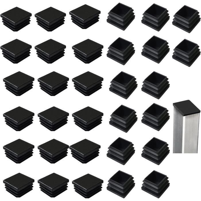 Embouts De Tube Carré Noir,32 Pièces 20X20Mm Bouchons Plastique Carré ...