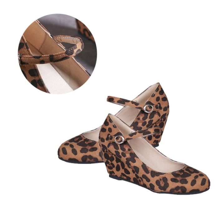 Chaussures à talons hauts pour femmes léopard à un bouton à la mode ...