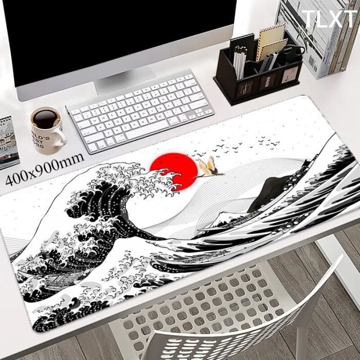 Grand tapis de souris Wave Off Art XXL en caoutchouc naturel,bord de ...